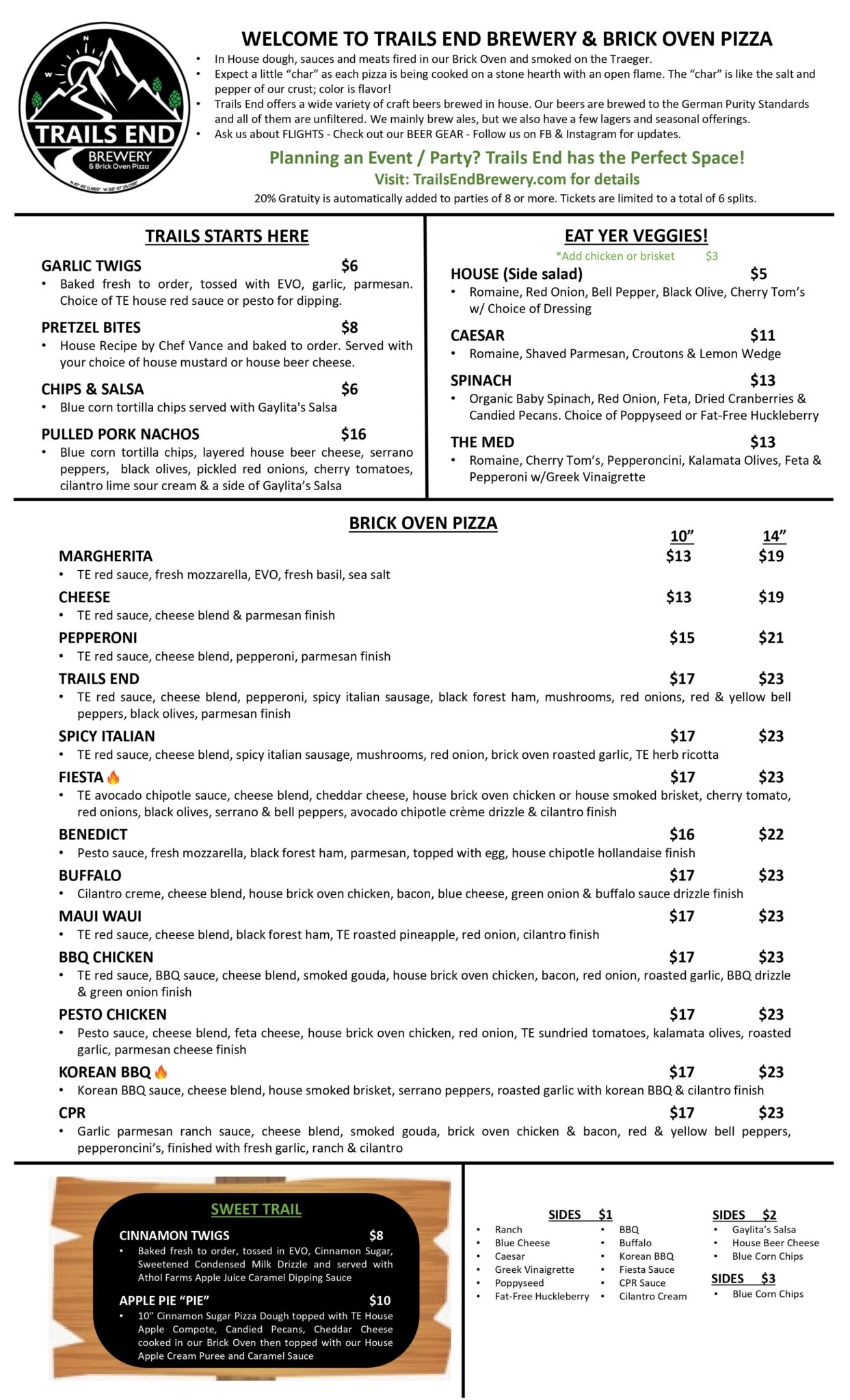 Food Menu - Trails End Brewery